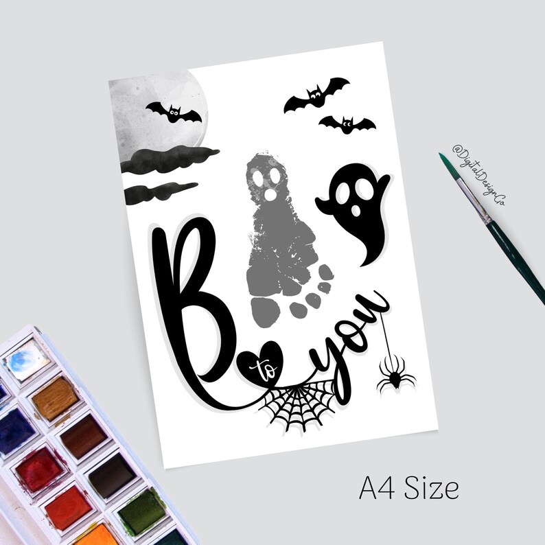 Halloween Footprint Art Craft, Boo to You, Halloween Craft, Ghost ...