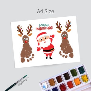 Christmas Reindeer Footprint Art, Merry Christmas, Reindeer Footprint ...