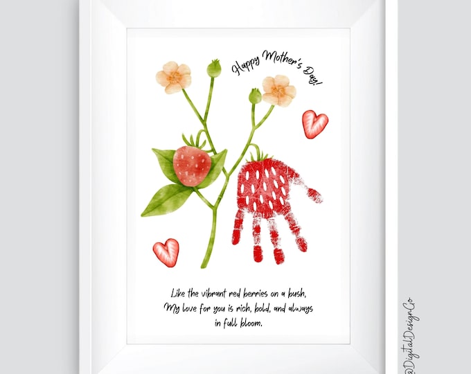 Mothers Day Berry Handprint Strawberry HANDPRINT Art for Kids BERRY ...