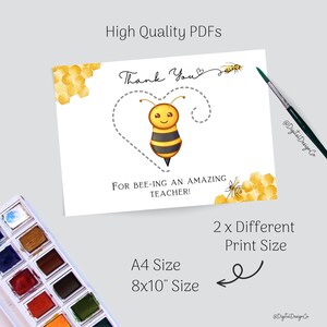 Teacher Handprint Art Craft, Teacher Gift, Bee, Thank You DIY Card ...