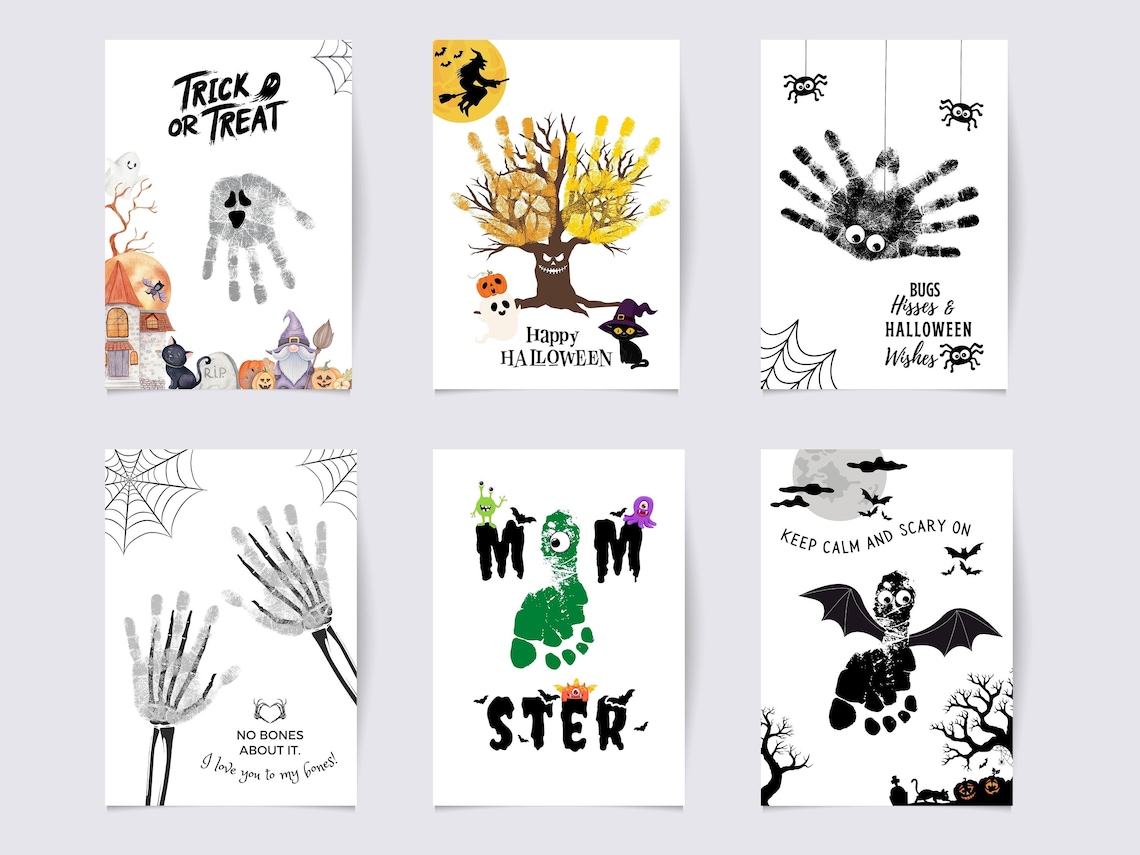 Halloween Handprint Footprint Craft Bundle, Halloween Handprint Art ...