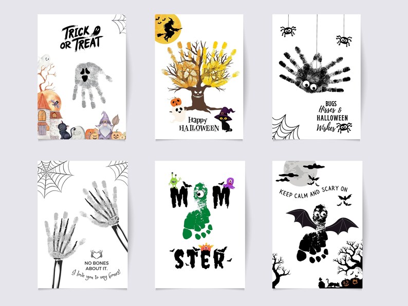 Halloween Handprint Footprint Craft Bundle, Halloween Handprint Art ...