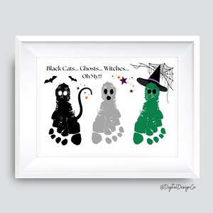 Halloween Craft, Black Cat Ghost Witch Footprint Art, Kids Baby Toddler ...