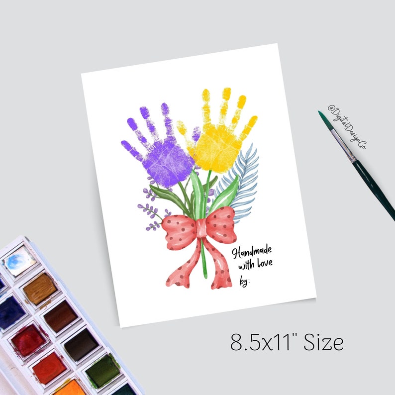 Flower Handprint Craft Handmade With Love Mother's Day - Etsy