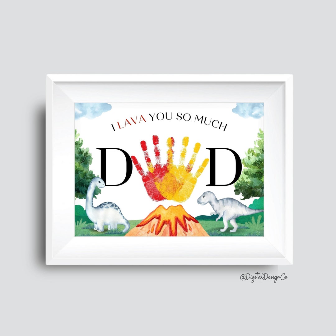 Father's Day, I Lava You so Much Dad, Volcano Handprint Craft, Kids ...