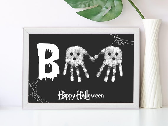 Halloween Handprint Art Boo Handprint Craft Happy Halloween - Etsy