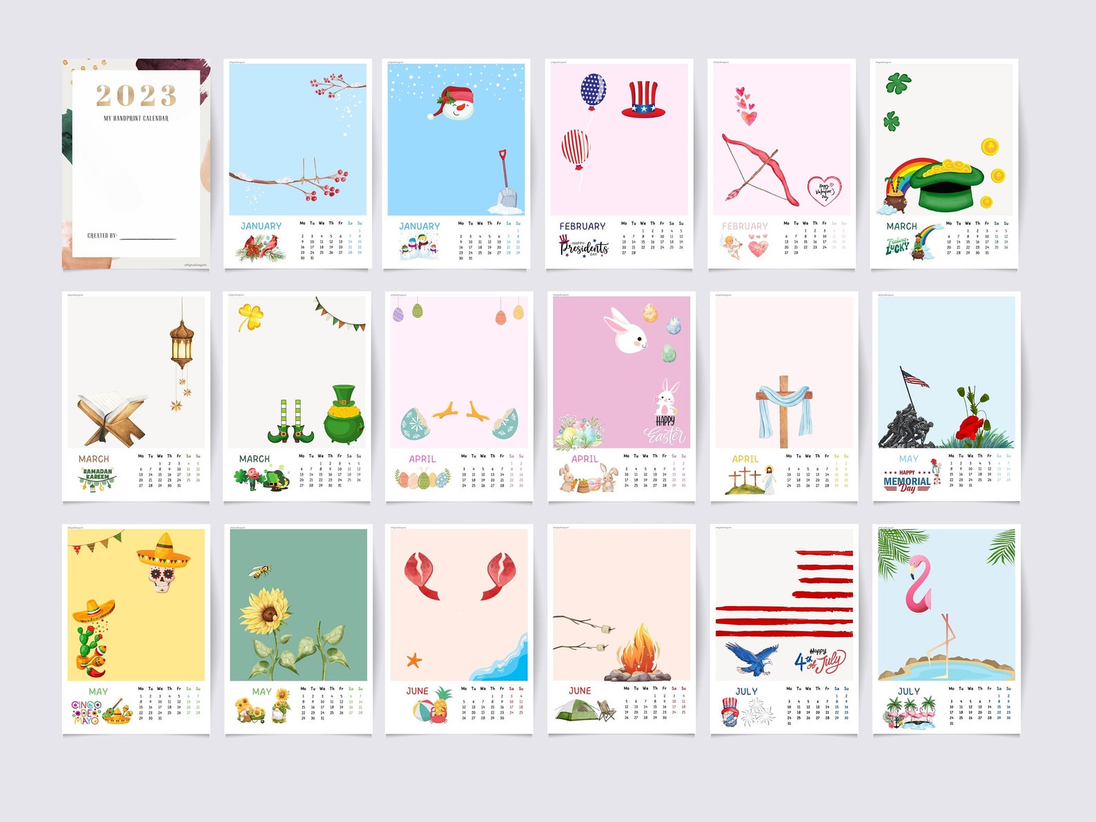 2023 Mega Handprint Calendar Handprint Art Craft DIY Gift - Etsy