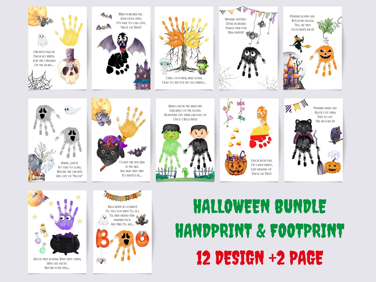 Halloween Handprint Footprint Craft Bundle Halloween - Etsy