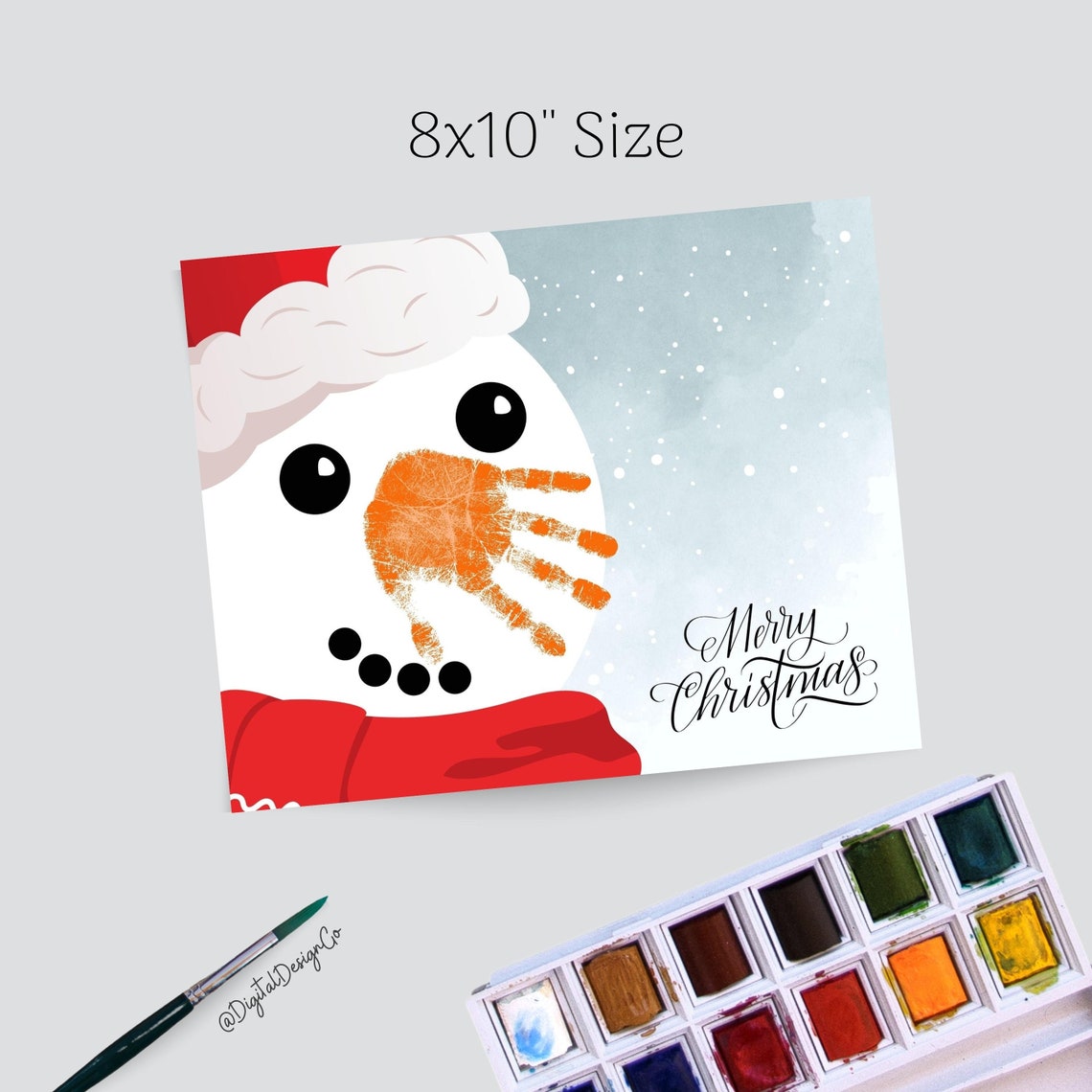 Snowman Carrot Handprint Footprint Art Merry Christmas - Etsy