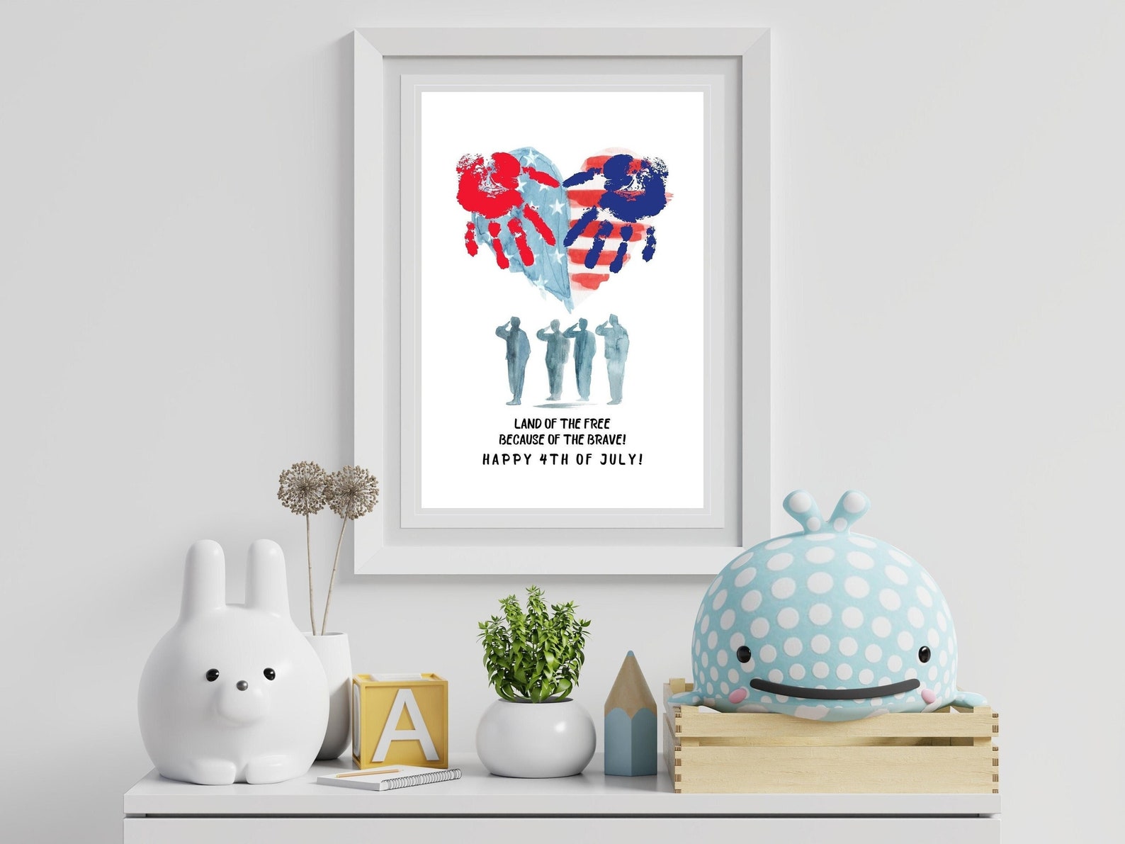 Flag Heart Soldier Handprint Art Happy Memorial Day 4th of - Etsy