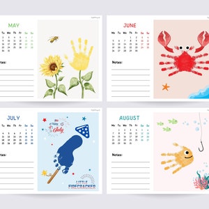 2023 Horizontal Handprint Footprint Calendar, Handprint Art Craft DIY ...