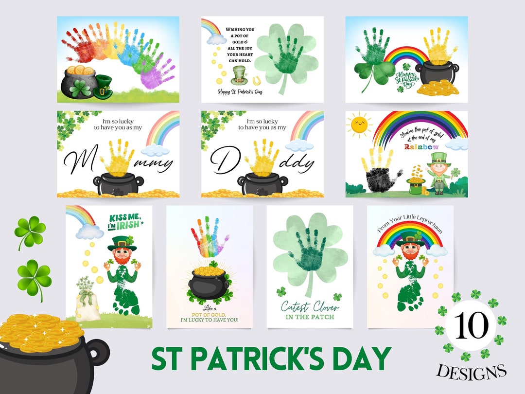 St Patricks Day Handprint Footprint Art Craft Bundle Daddy - Etsy