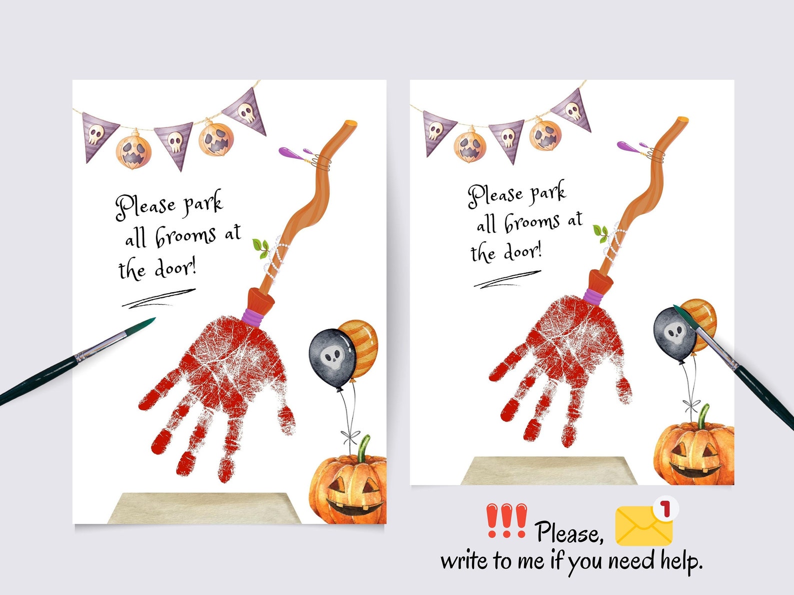 Halloween Handprint Footprint Craft Bundle Halloween - Etsy