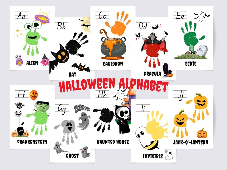 Halloween Handprint Footprint Art Mega Bundle Halloween - Etsy