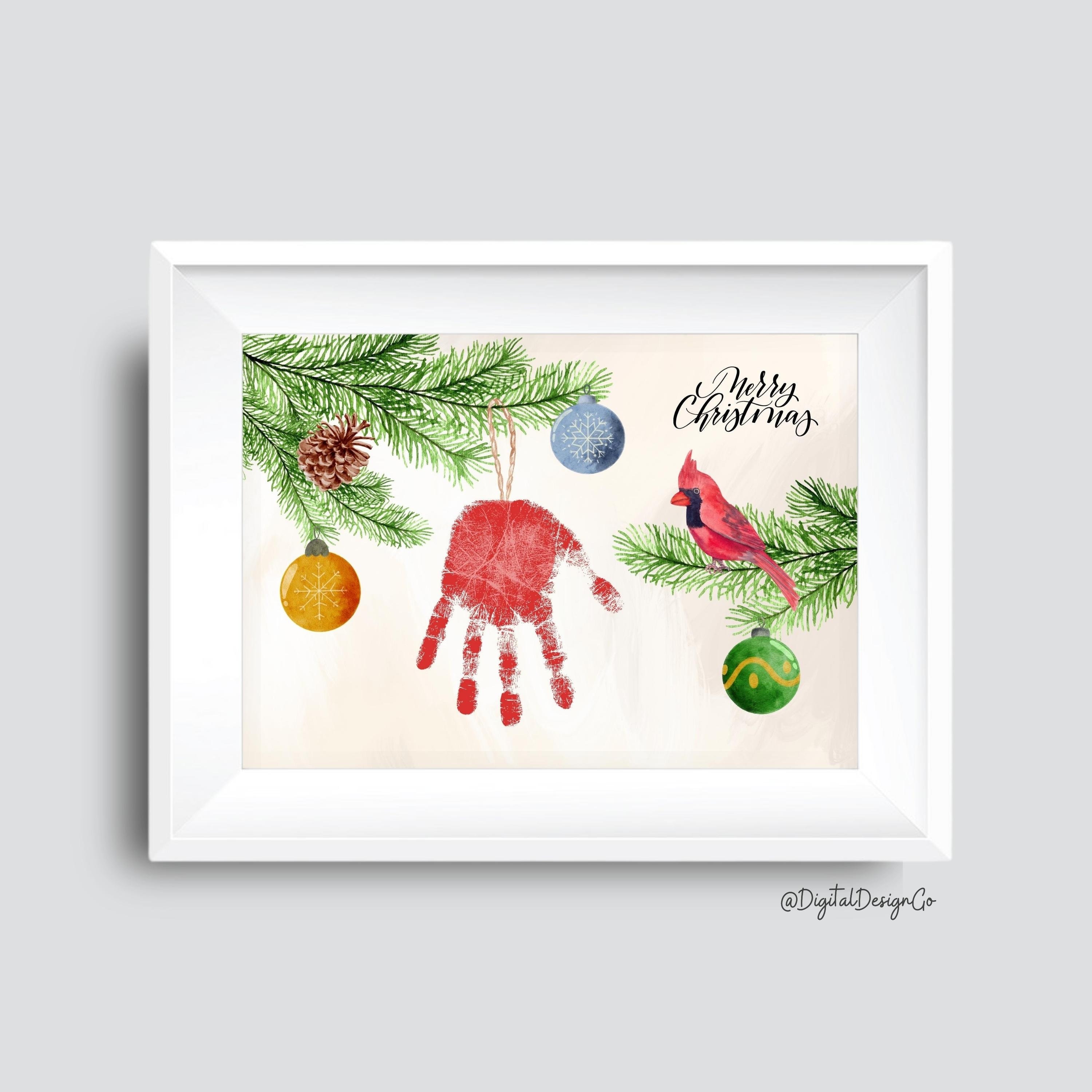 Christmas Ornaments Handprint Footprint Art Craft Merry - Etsy