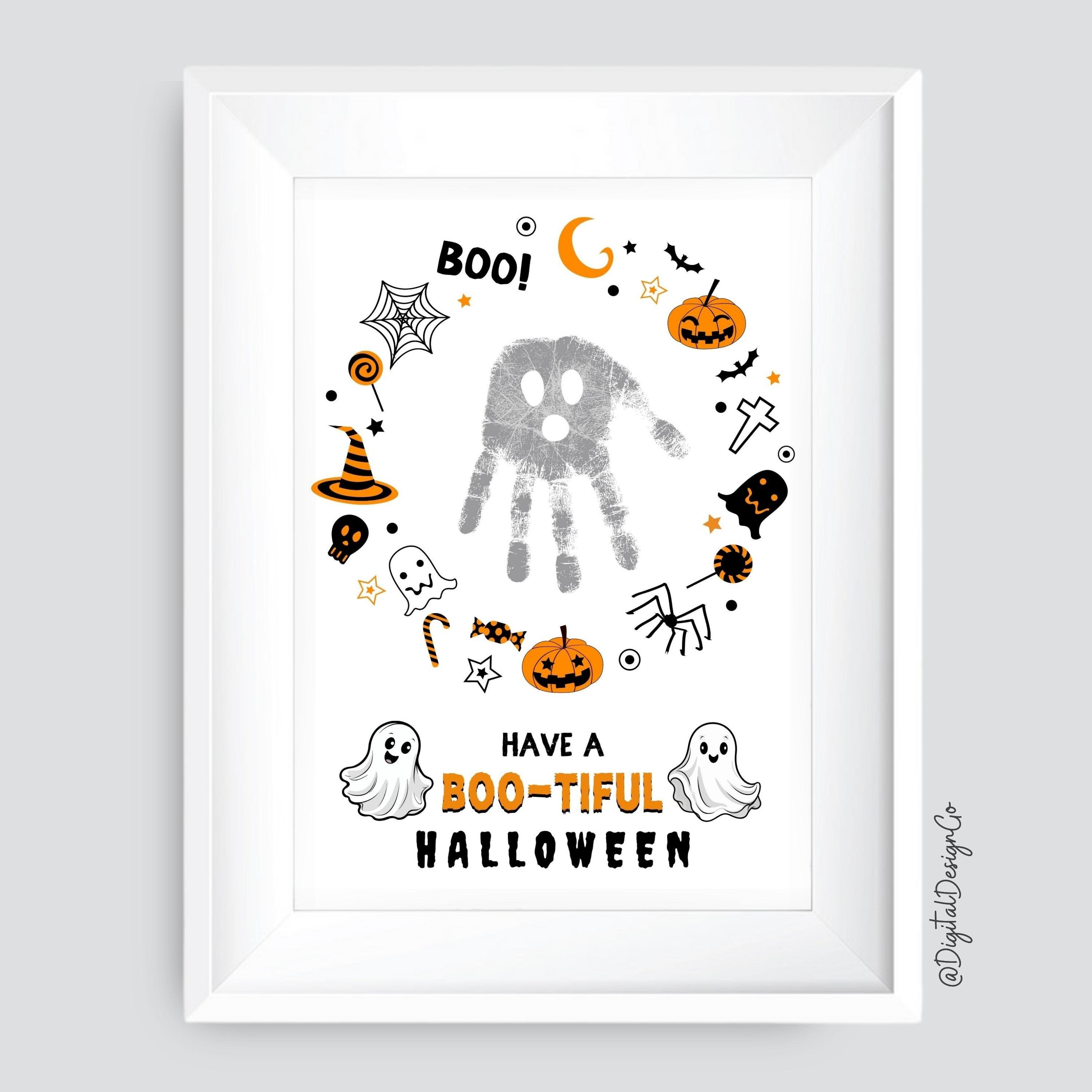 Have a Boo-tiful Halloween, Halloween Handprint Footprint Art, Ghost ...