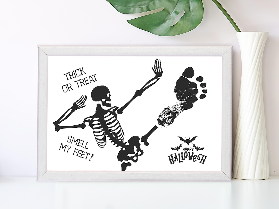 Halloween Footprint Art Skeleton Trick or Treat Smell My - Etsy