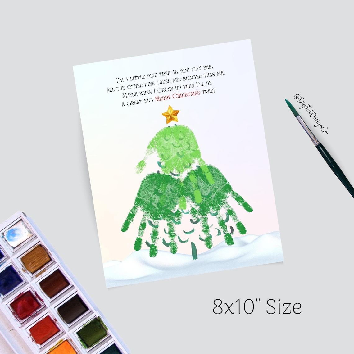 Christmas Tree Handprint Art Poem Merry Christmas Tree - Etsy