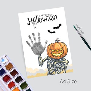 Halloween Handprint Art Craft, Happy Halloween, Skeleton Handprint ...