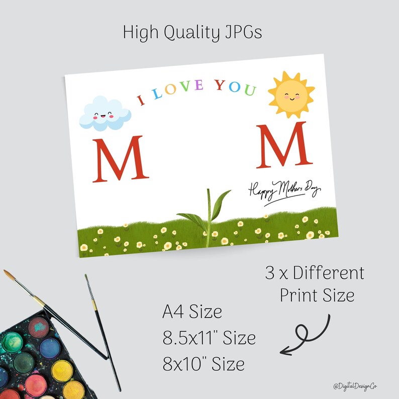 Mother's Day Handprint Craft I Love You Mom Happy - Etsy