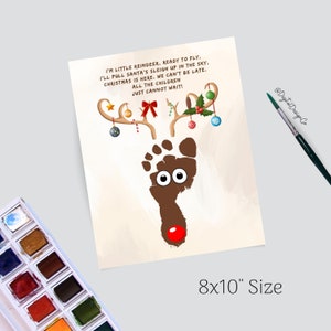 Christmas Reindeer Footprint Art Craft, Poem, Christmas Xmas Craft for ...