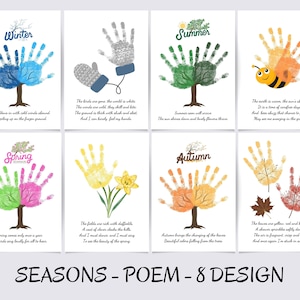 Seasons Handprint Art, Tree, Poem, Four Seasons Craft for Toddler, Prek ...