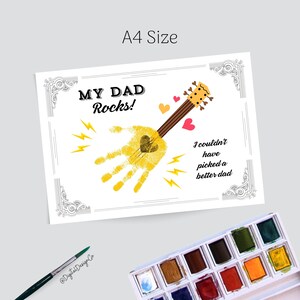 My Dad Rocks, Guitar Handprint Art Craft, Father's Day Craft, Birthday ...