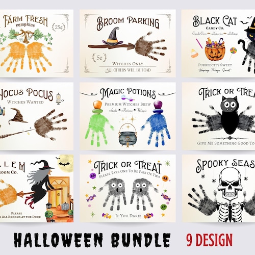 Halloween Handprint Footprint Fingerprint Craft Bundle - Etsy