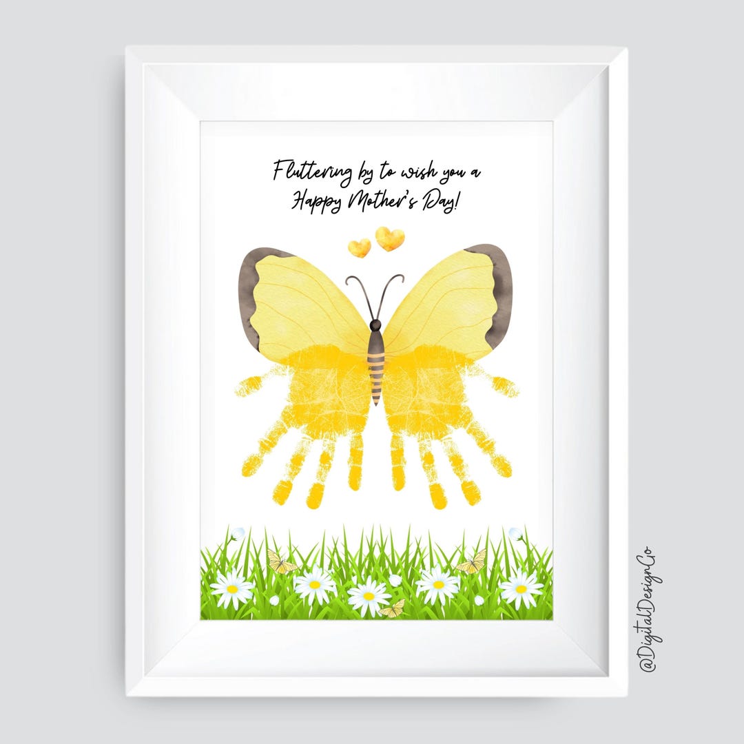 Mothers Day Handprint Art Craft, Fluttering by to Wish You a Happy ...