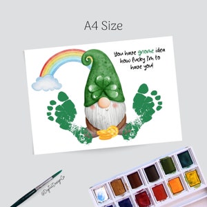 St Patricks Day Footprint Art, Gnome Idea, Gnome Footprint Craft for ...