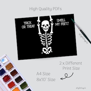 Halloween Skeleton Footprint Art Craft, Trick or Treat Smell My Feet ...