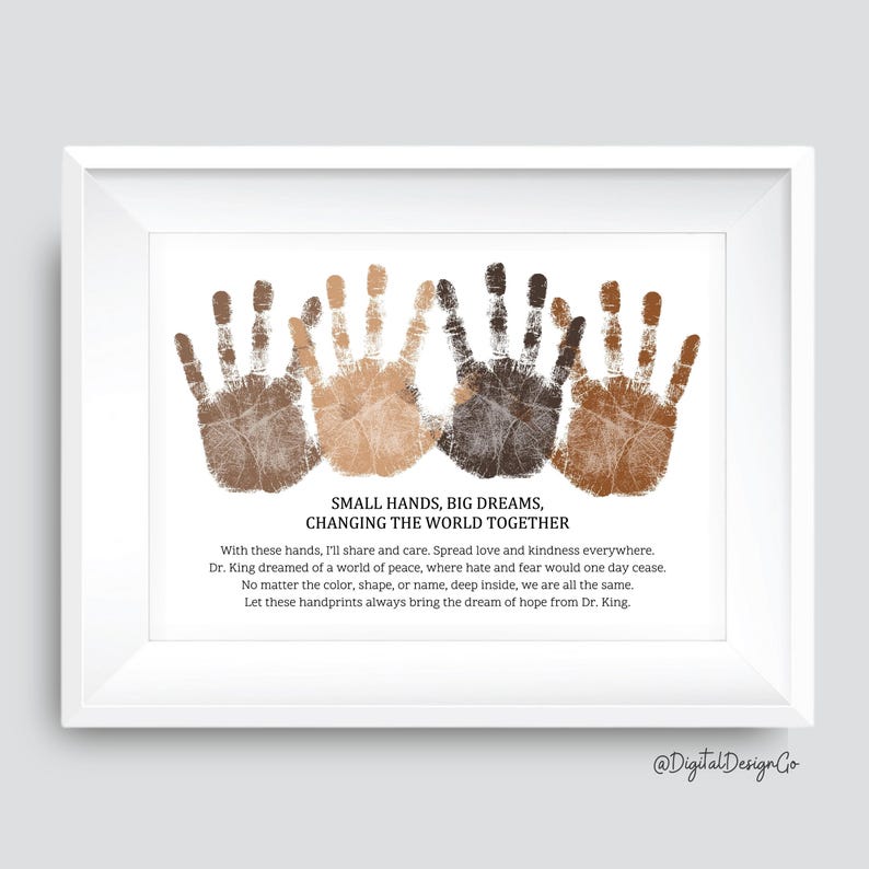 MLK Day Handprint Art, Black History Month, Small Hands Big Dreams, Kid ...