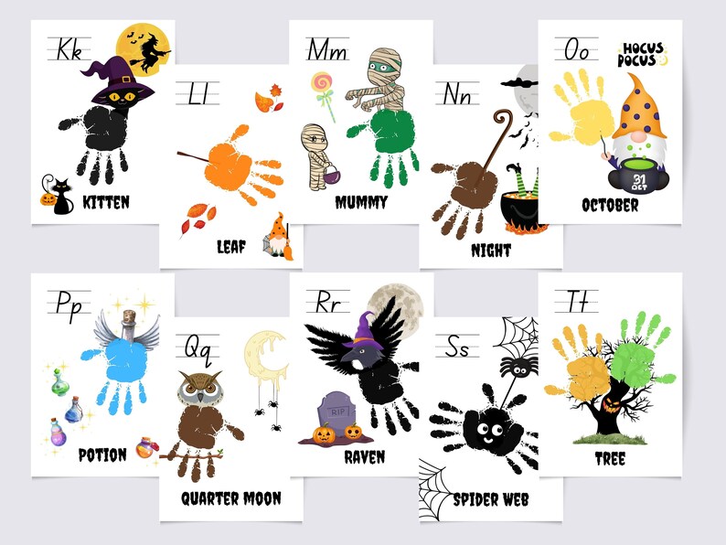 Halloween Handprint Halloween Alphabet Handprint Art My - Etsy