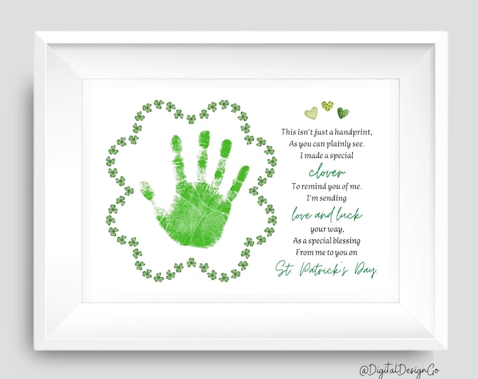 St Patricks Day Handprint Art, Clover Handprint Craft, I'm Sending Love ...