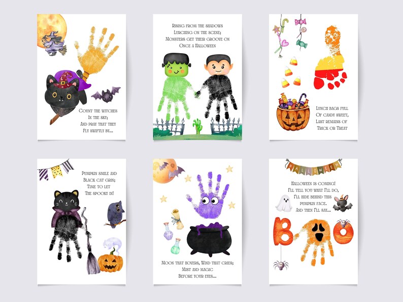 Halloween Handprint Footprint Craft Bundle Halloween - Etsy