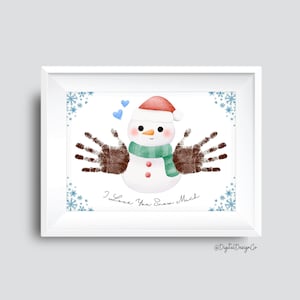 Snowman Handprint Art, I Love You Snow Much, Christmas Winter Handprint ...
