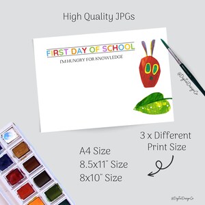 The Hungry Caterpillar Handprint Art, First Day of School, Caterpillar ...