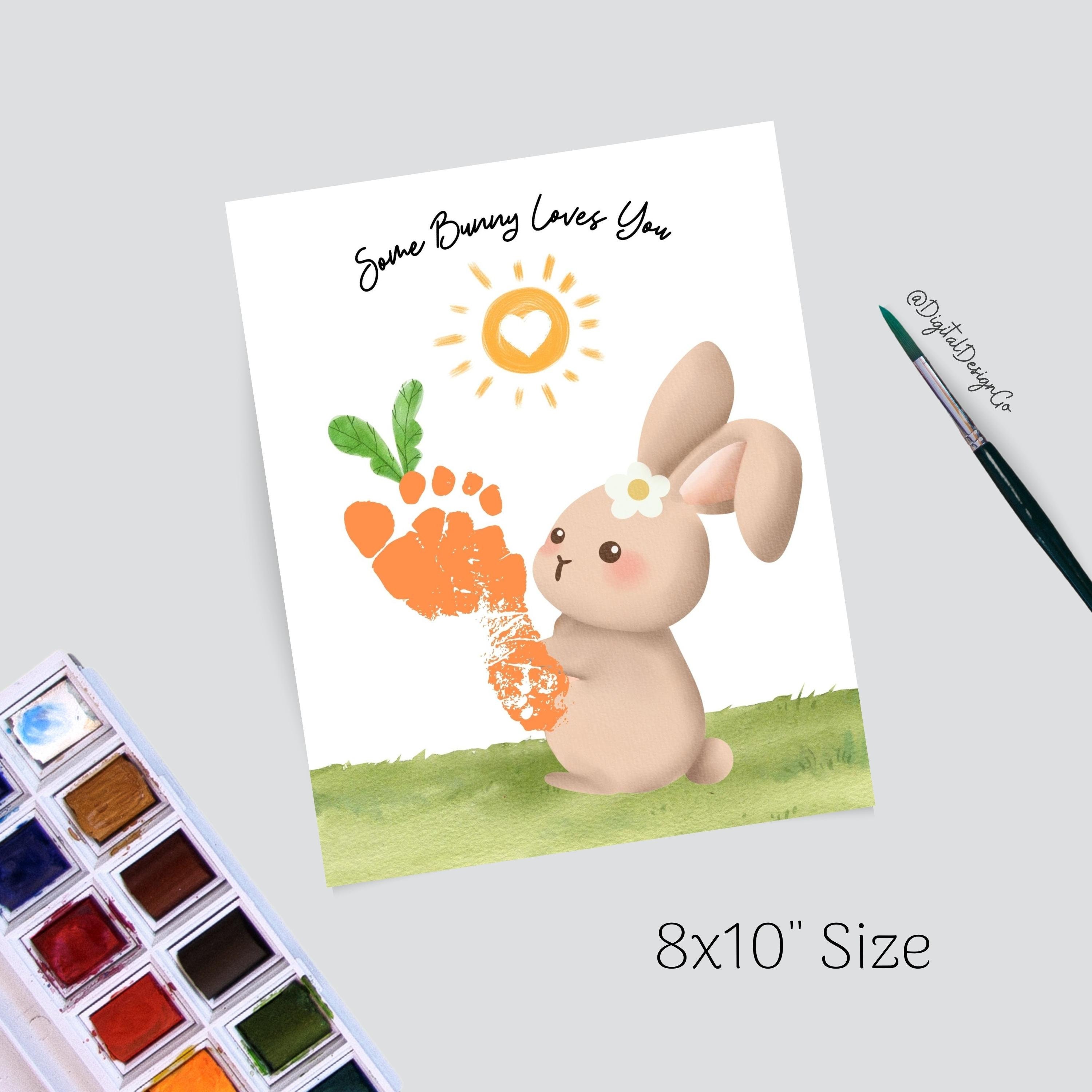 Some Bunny Loves You, Easter Footprint Craft, Carrot Footprint Feet Art ...