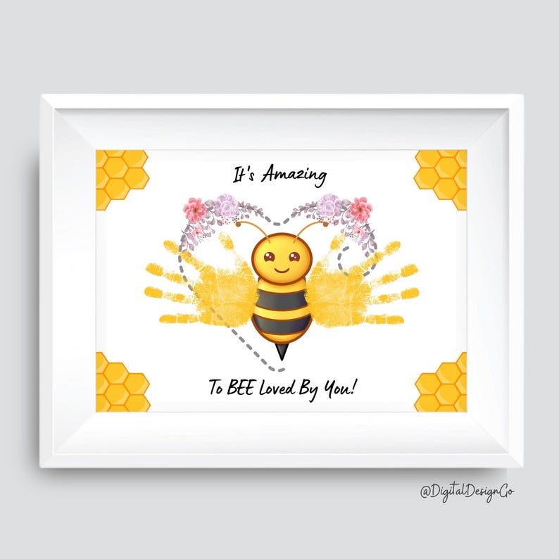 Bee Handprint Art Craft, Valentines Day Handprint Craft, DIY Craft for ...