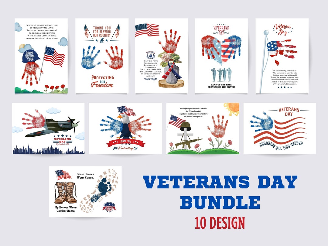 Veterans Day Bundle Handprint Art, Poem, USA Handprint Craft, Child ...