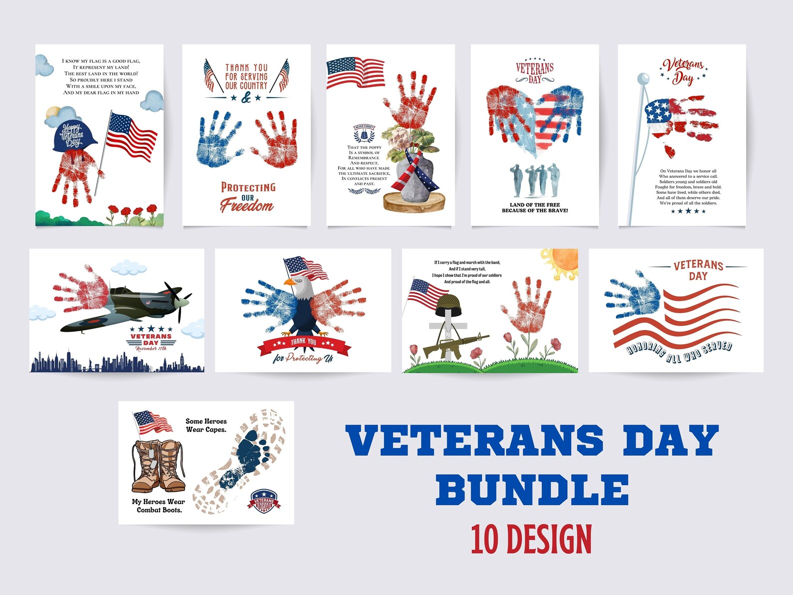Veterans Day Bundle Handprint Art Poem USA Handprint Craft - Etsy