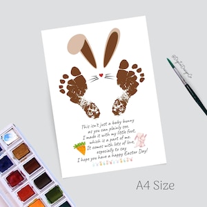 Easter Bunny Footprint Art Project for Baby, Toddler Footprint Keepsake ...