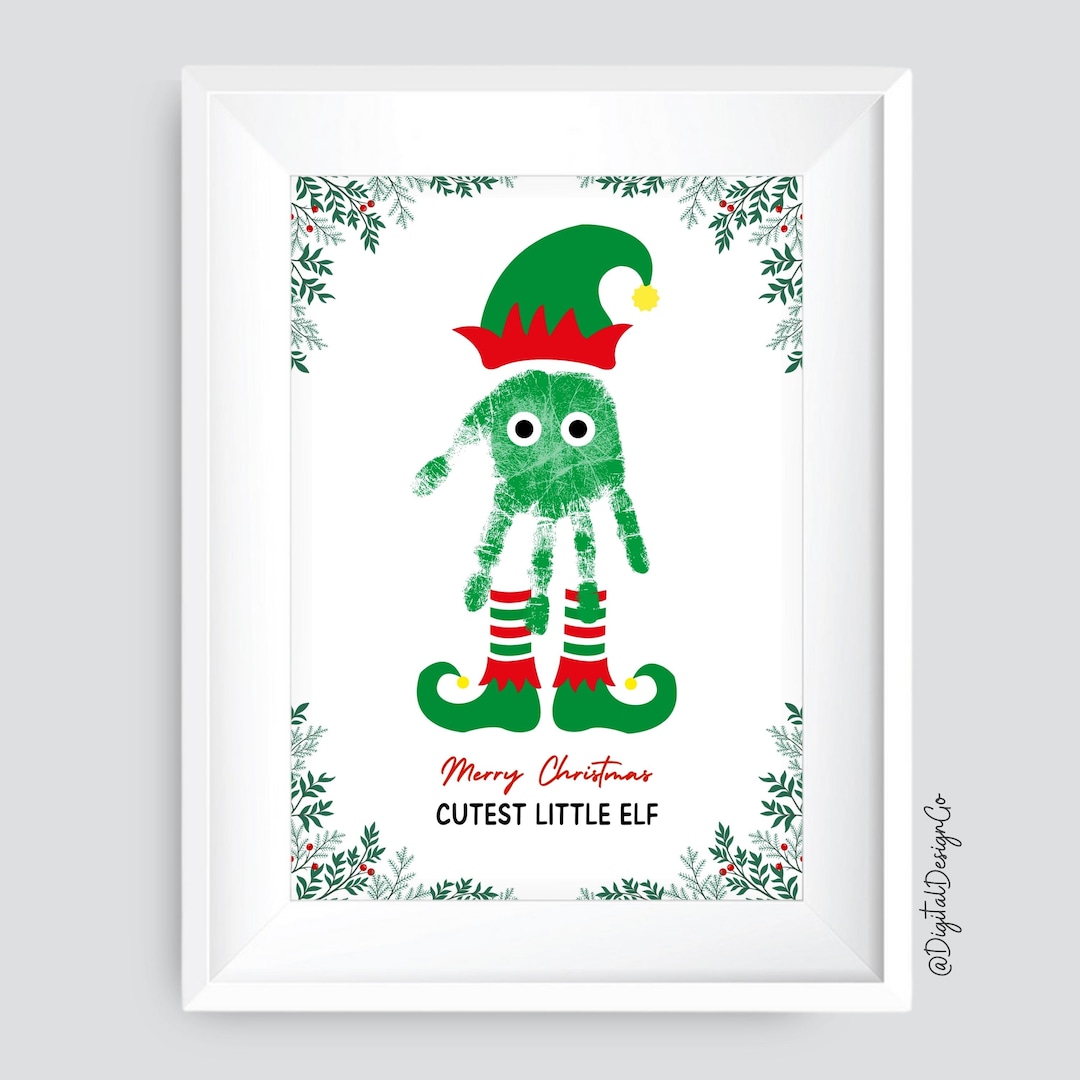 Christmas Handprint Art / Cutest Little Elf / Elf Handprint Craft for ...