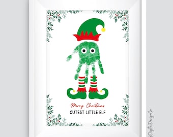 Elf Handprint Art, Christmas Handprint Craft, Baby Toddler Christmas ...