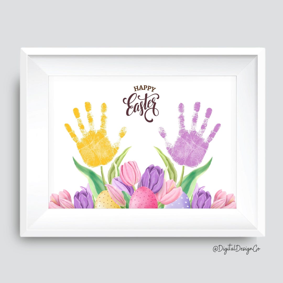 Easter Handprint Art Craft, Happy Easter, Spring, Eggs, Tulip Handprint ...