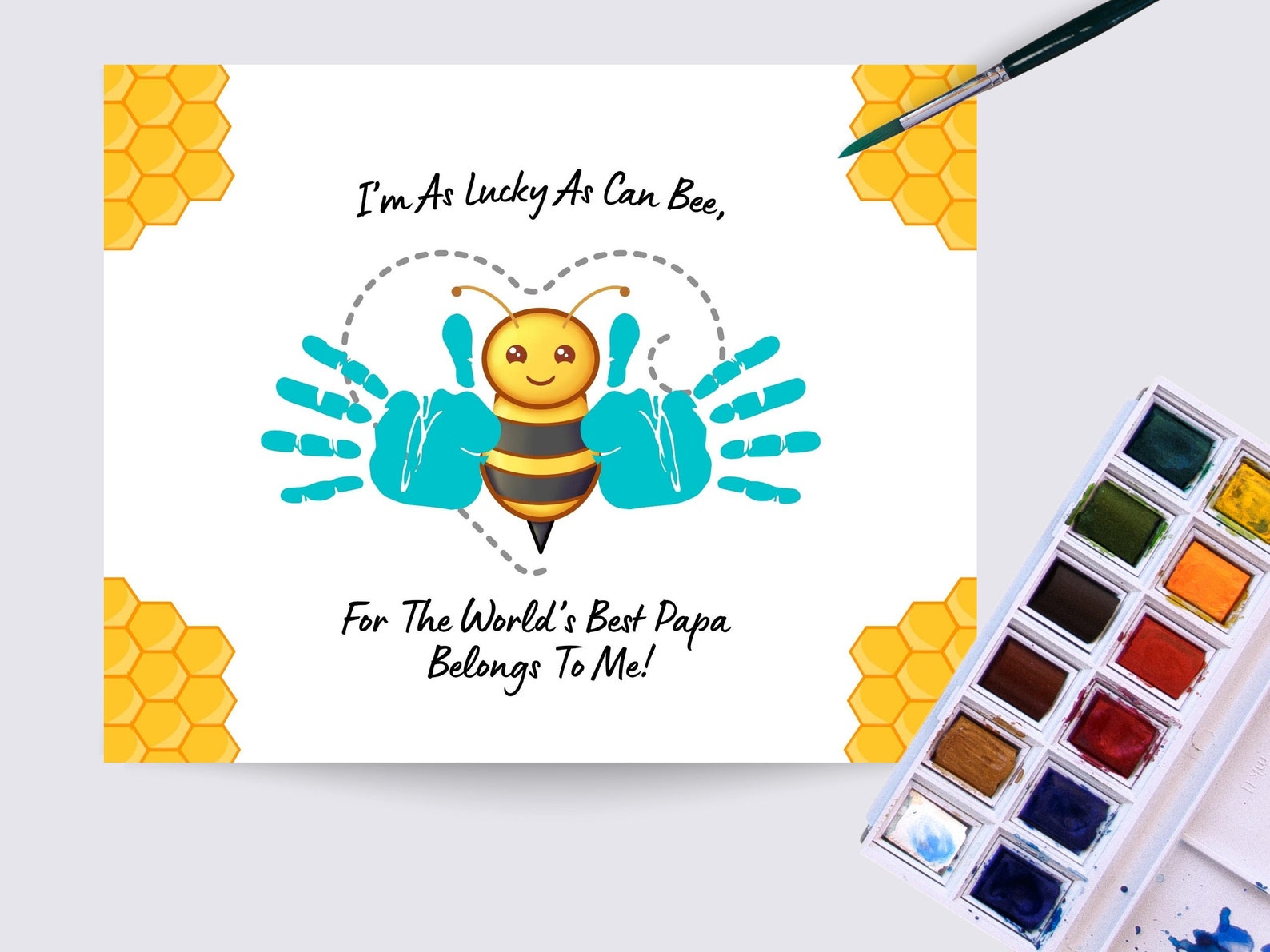 Grandpa & Papa Handprint Craft, Personalized Card, Printable Gift, Bee ...