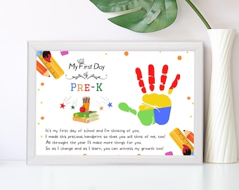 First Day of School Handprint Craft Keepsake Kids Poem Back - Etsy