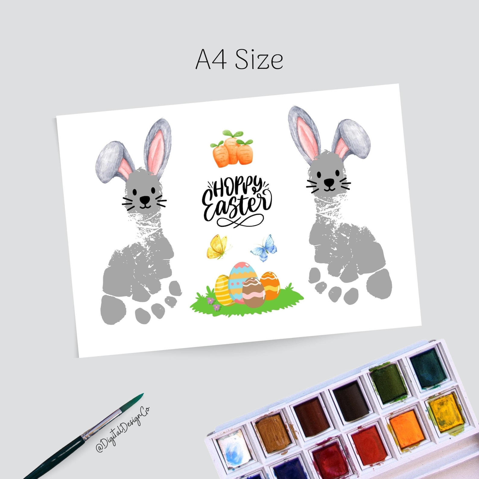 Hoppy Easter Bunnies Footprint Art Craft, Happy Easter, Easter Feet ...