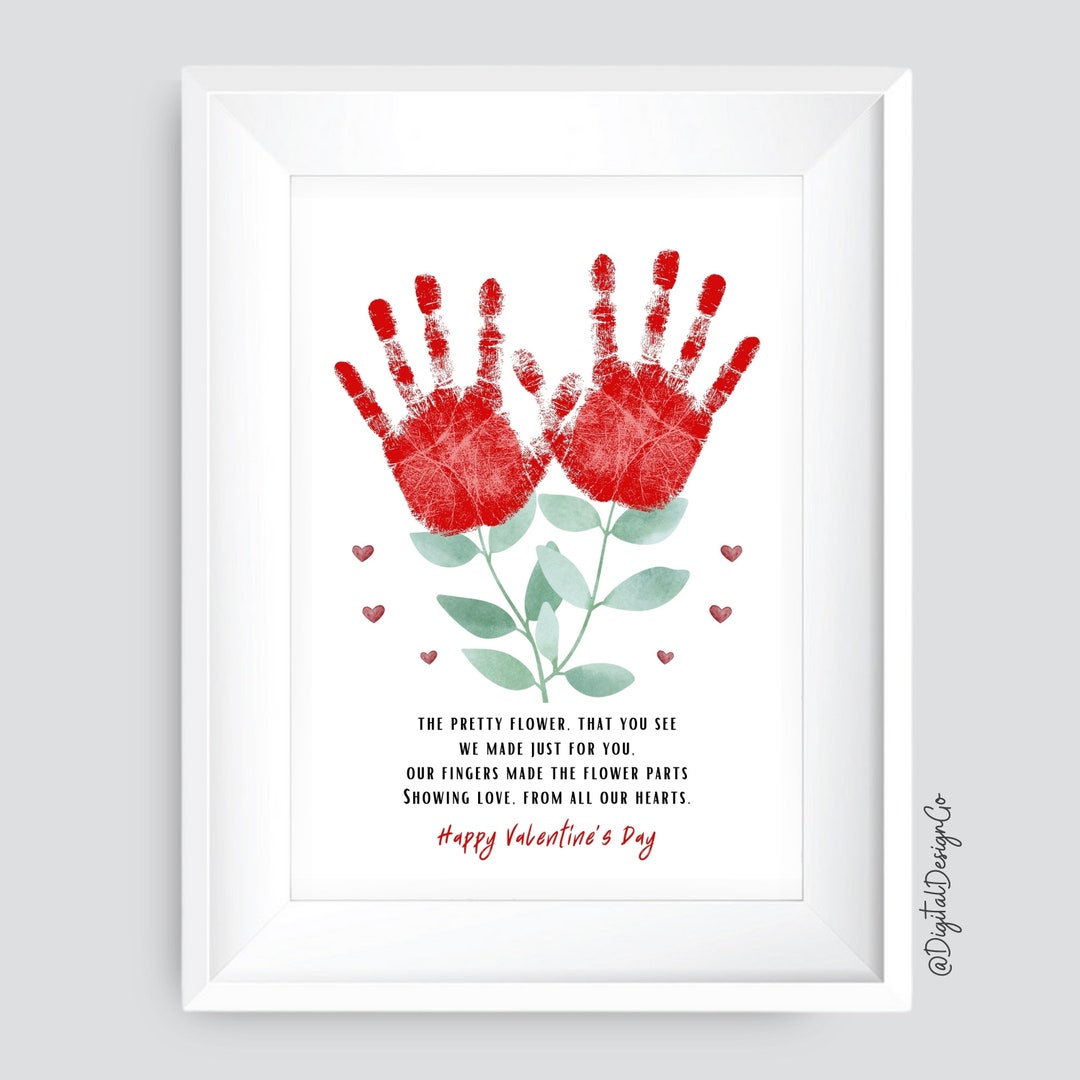 Flowers Handprint Art Craft, Poem - Our Hearts, Valentine's Day ...