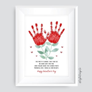 Flowers Handprint Art Craft, Poem - Our Hearts, Valentine's Day ...